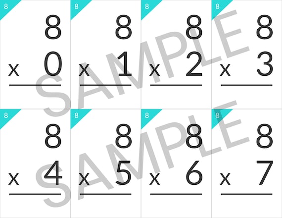 Printable Multiplication Flash Cards Complete Set INSTANT | Etsy