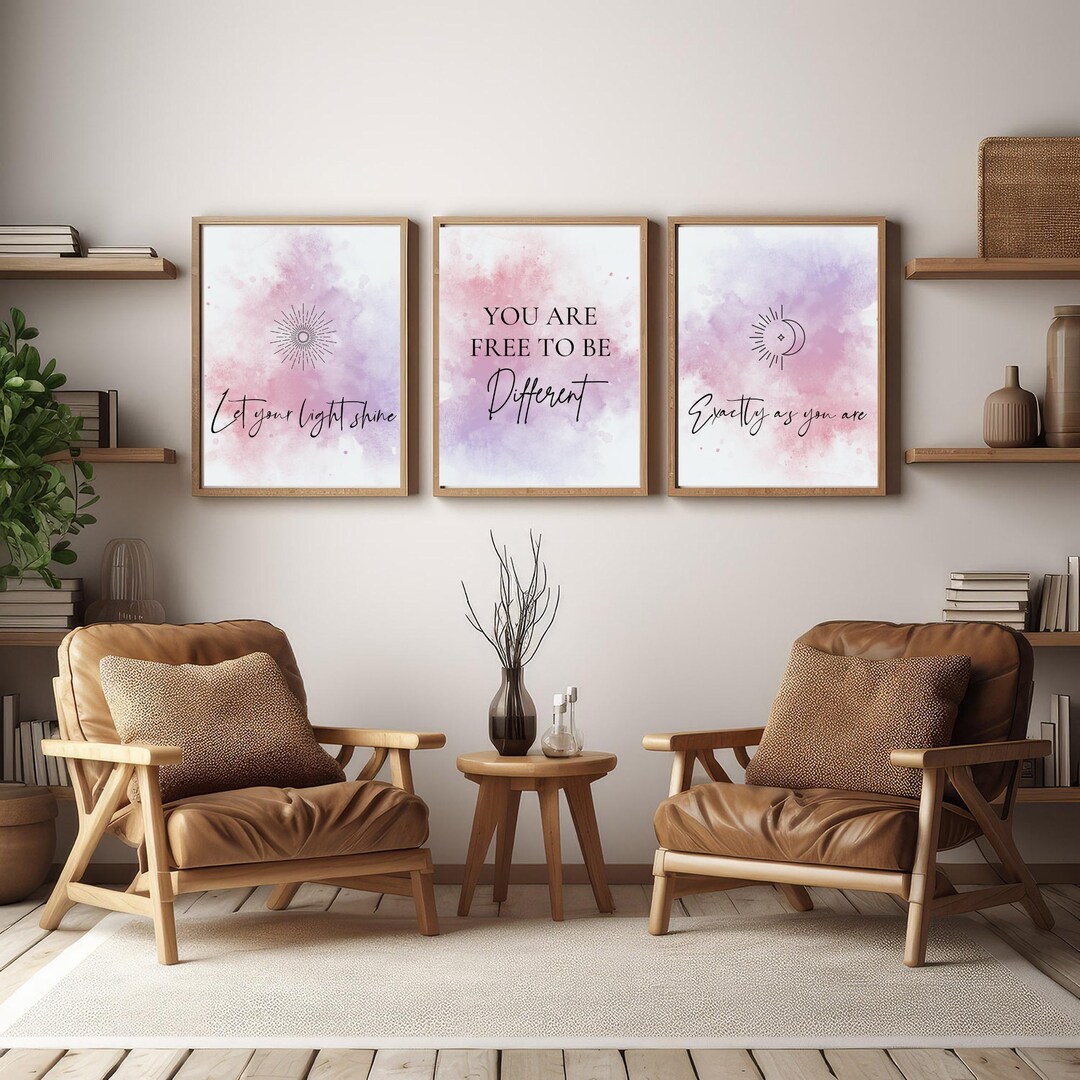 Watercolor Affirmation Art Prints Set, Lavender Blush Decor (digital ...