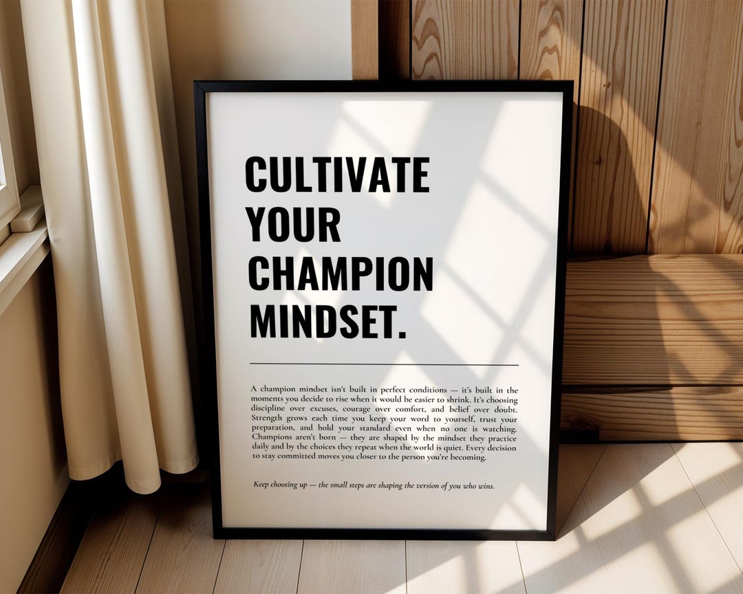 Motivational Wall Art Print: Cultivate Your Champion Mindset (digital ...