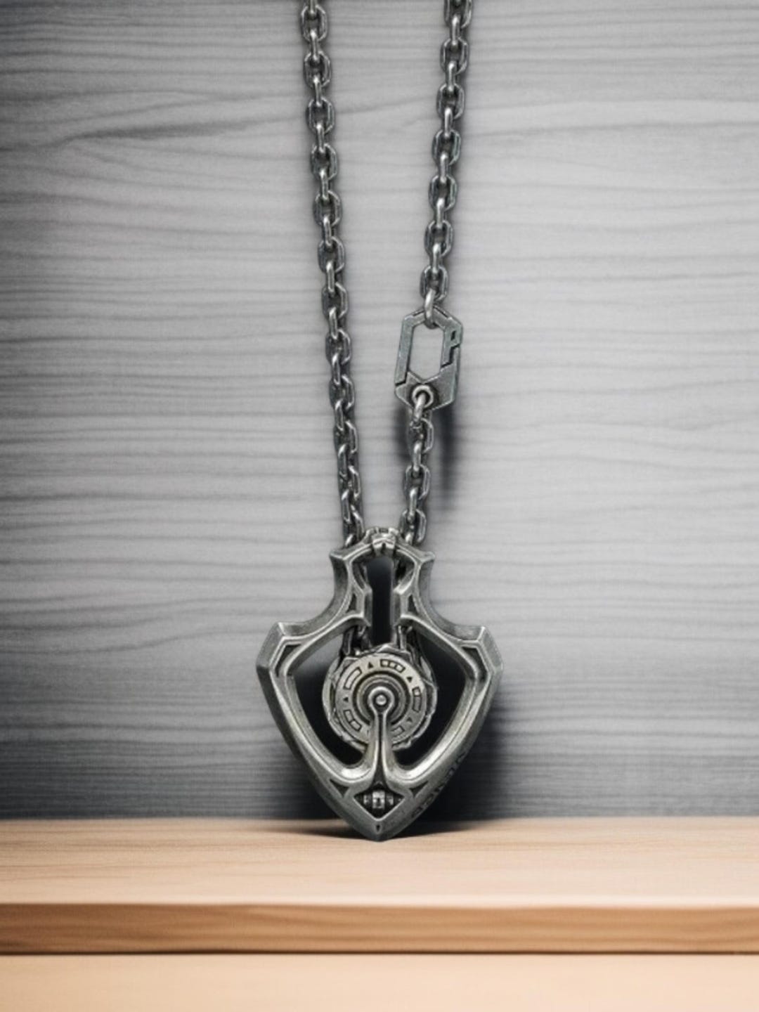 Rotating Viking Shield Necklace for Men – Mechanical Spinning Pendant ...