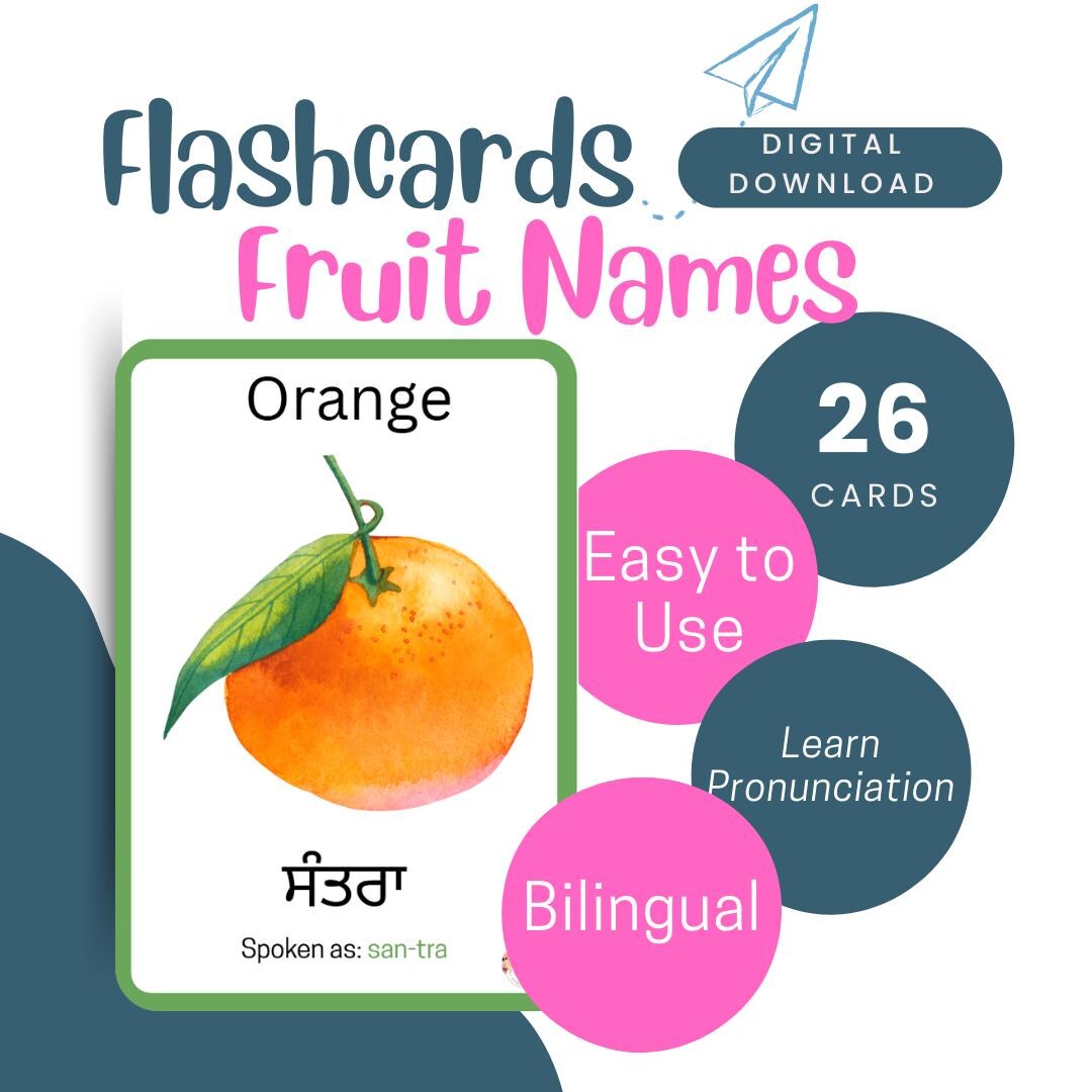 Fun & Easy Punjabi Fruit Learning Flashcards - Grow Your Child's ...