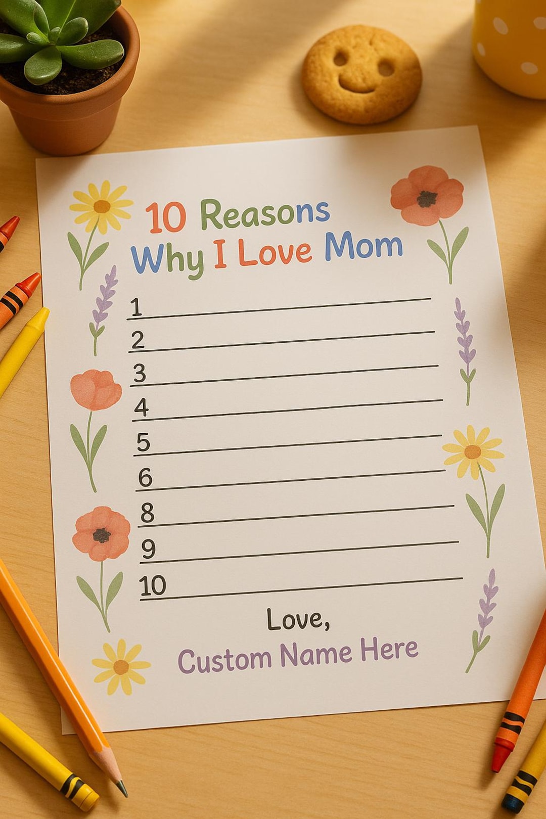 10 Reasons Why I Love Mom, Best Mom Ever, Printable Mother’s Day Gift ...