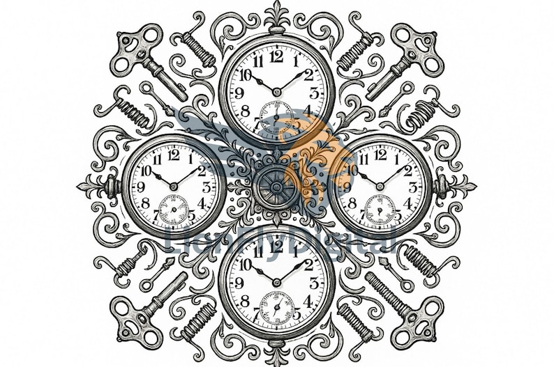 Steampunk Mandala Coloring Book: 26 Printable Mechanical Designs (PDF ...