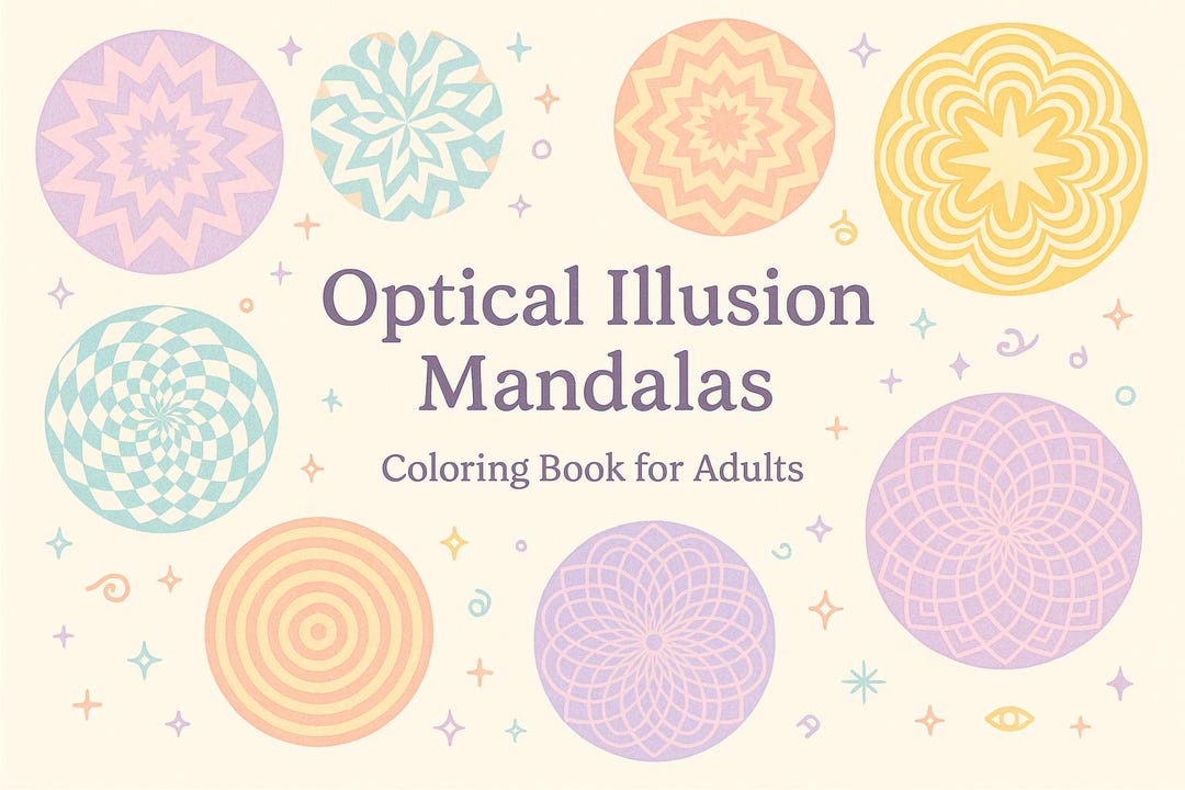 Optical Illusion Mandalas Coloring Book: 32 Printable Designs (digital ...