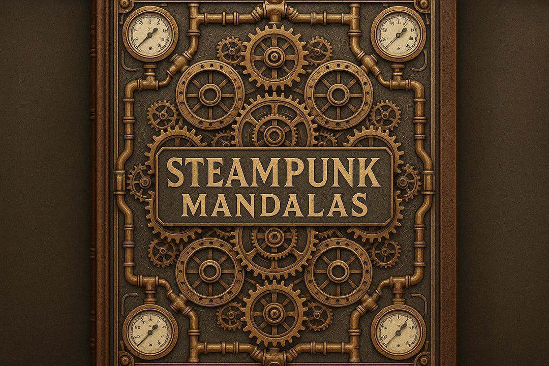 Steampunk Mandala Coloring Book: 26 Printable Mechanical Designs (PDF ...