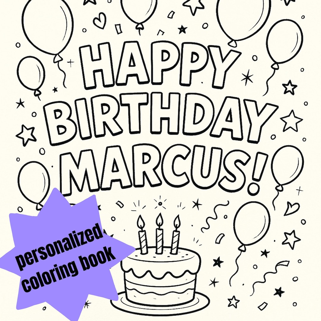 Personalized Birthday Coloring Book for Kids: Custom Name Party ...