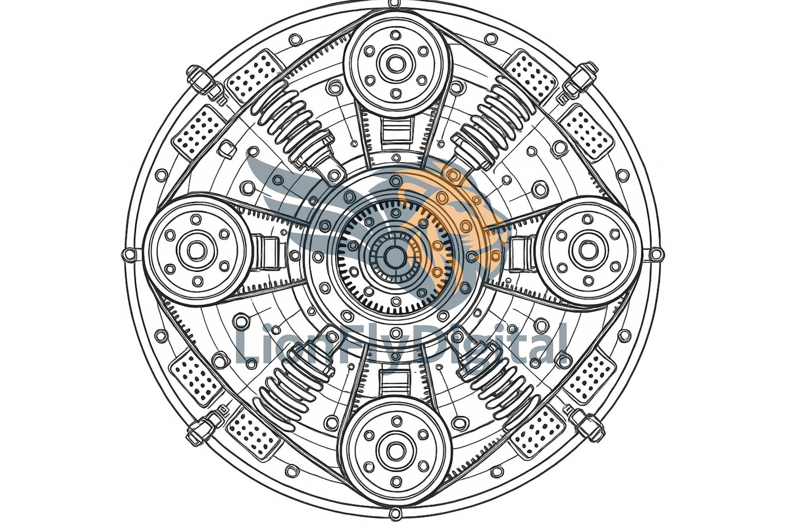 Steampunk Mandala Coloring Book: 26 Printable Mechanical Designs (PDF ...