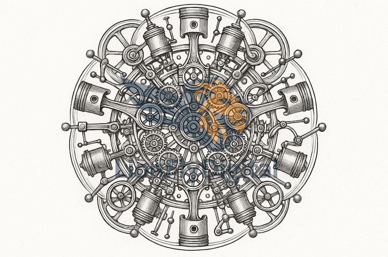 Steampunk Mandala Coloring Book: 26 Printable Mechanical Designs (PDF ...
