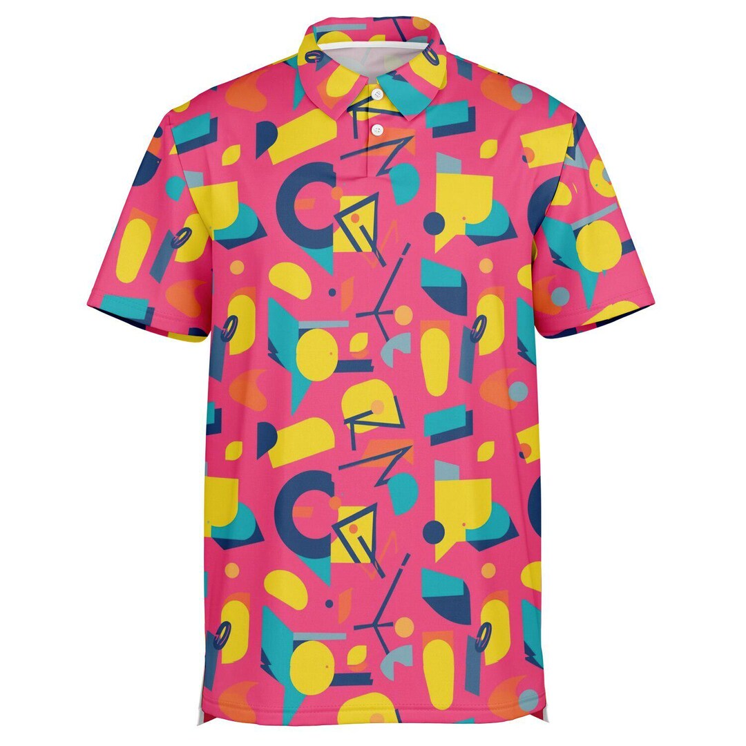 Retro 80s Golf Polo Shirt – Colorful Geometric Design - Etsy