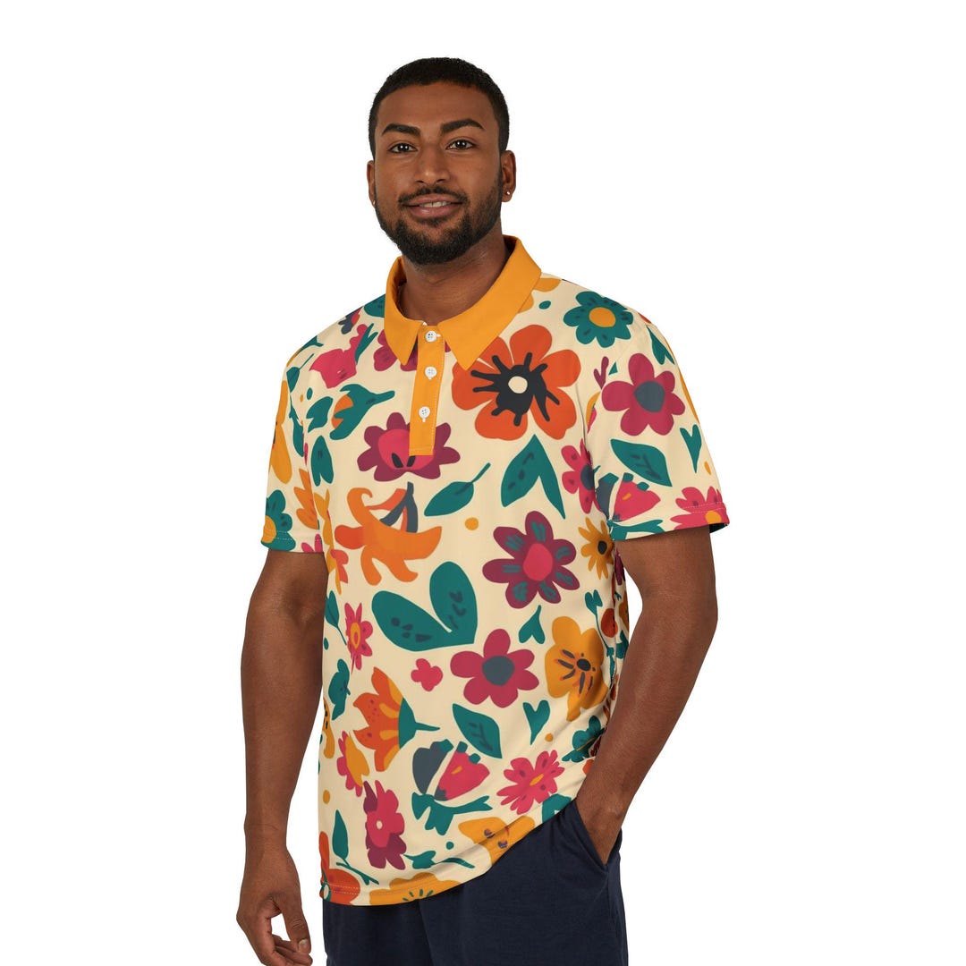 Classic 70s Golf Polo Shirt. A Vintage 70s Polo With Floral Pattern ...