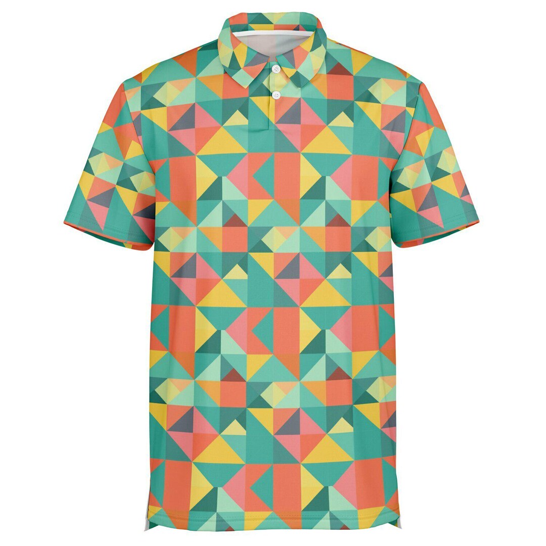 80s Retro Golf Polo Shirt, Colorful Geometric 80s Inspired Design - Etsy