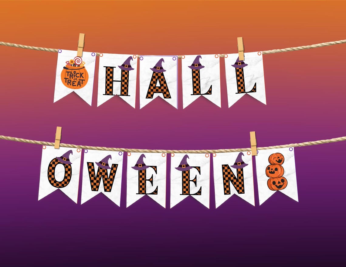 Happy Halloween Bunting Banner, Printable Classroom Banner, Party ...