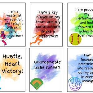 Softball Affirmation Cards for Young Athletes: Confidence & Self-esteem ...