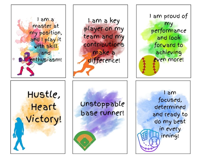 Softball Affirmation Cards for Young Athletes: Confidence & Self-esteem ...