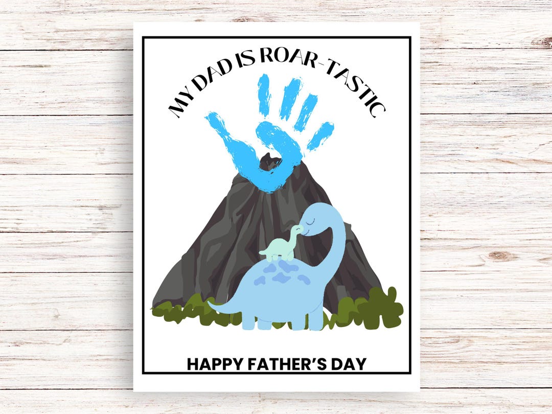 Father's Day Kids Handprint Craft | Dinosaur Father's Day Craft ...