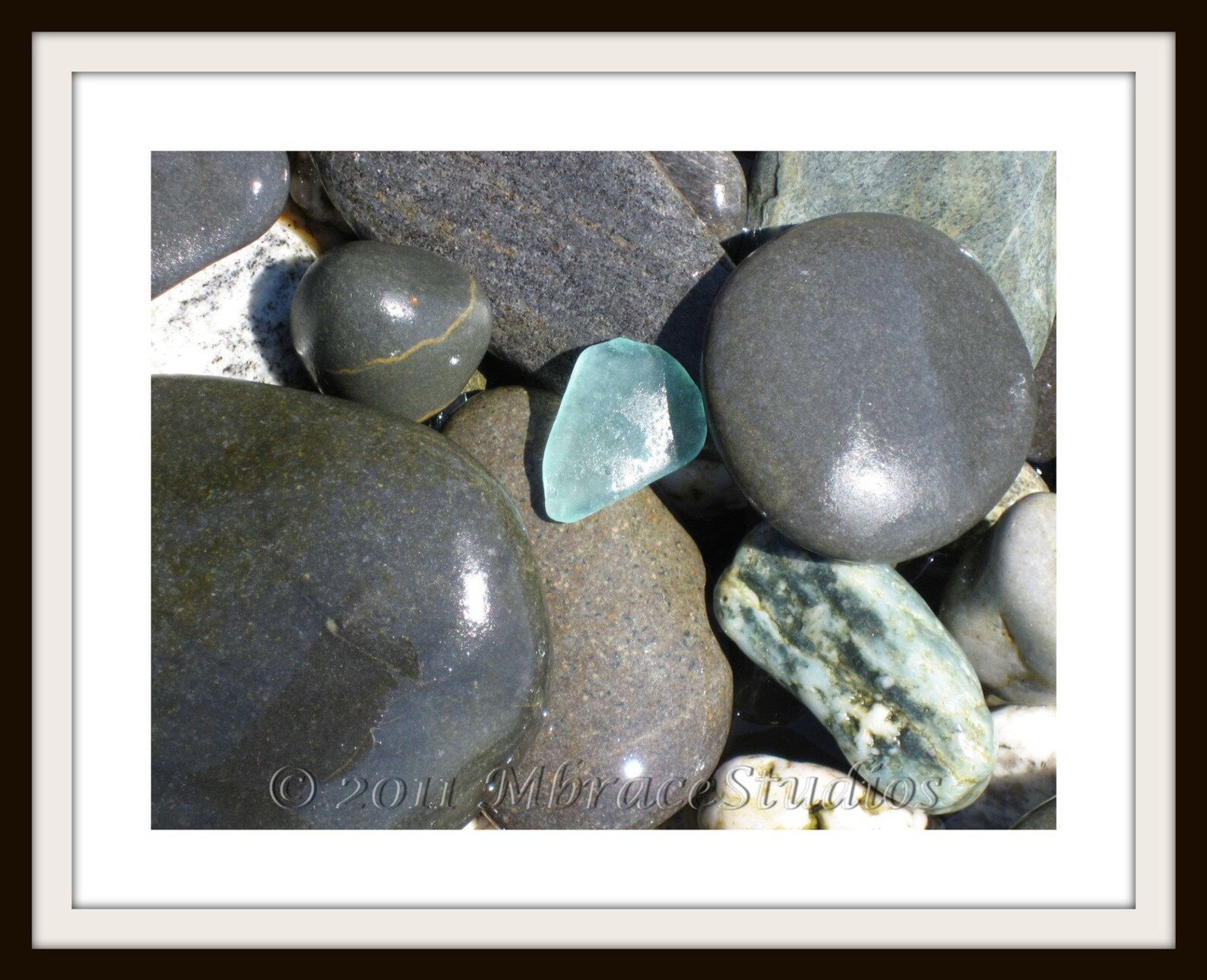 Beach Rocks With Sea Glass 5x7 Fine Art Photo of the Oceans Smooth Gray ...