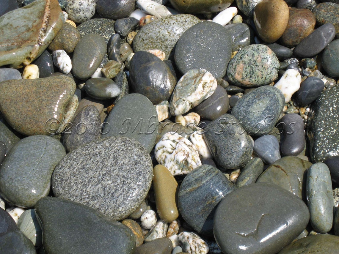 Beach Rocks Photography Smooth Ocean Rocks River Rocks 11 X 14 Matted ...