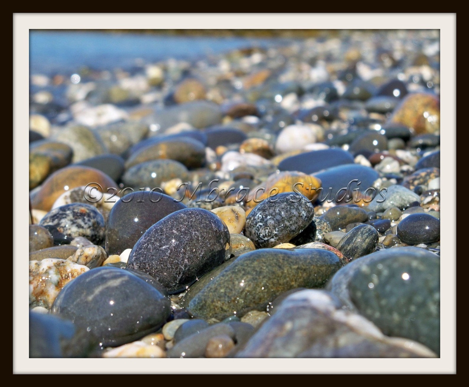 Smooth Rocks Fine Art Photograph Matted Rocky Beach 5x7 Photo in 8x10 ...