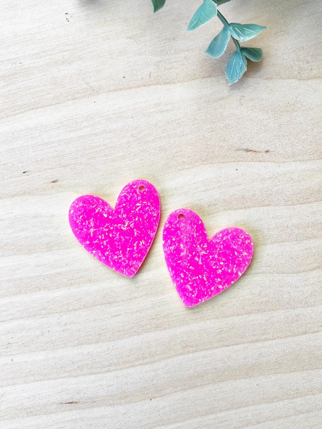 Hot Pink Confetti Acrylic Heart Earring Blanks, DIY Valentine’s Day ...