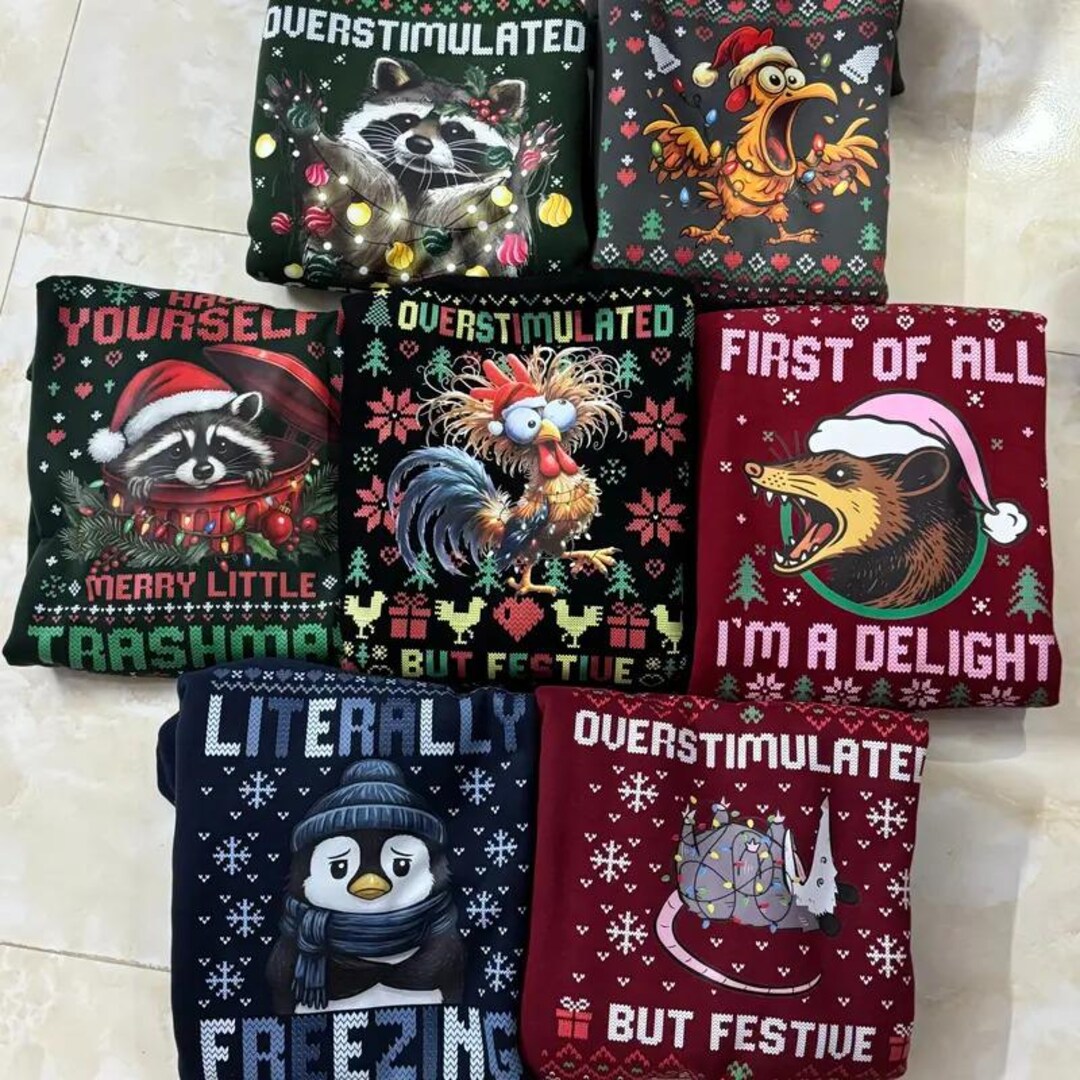 Funny Overstimulated Animals Christmas Sweatshirt, Gag Gift - Etsy