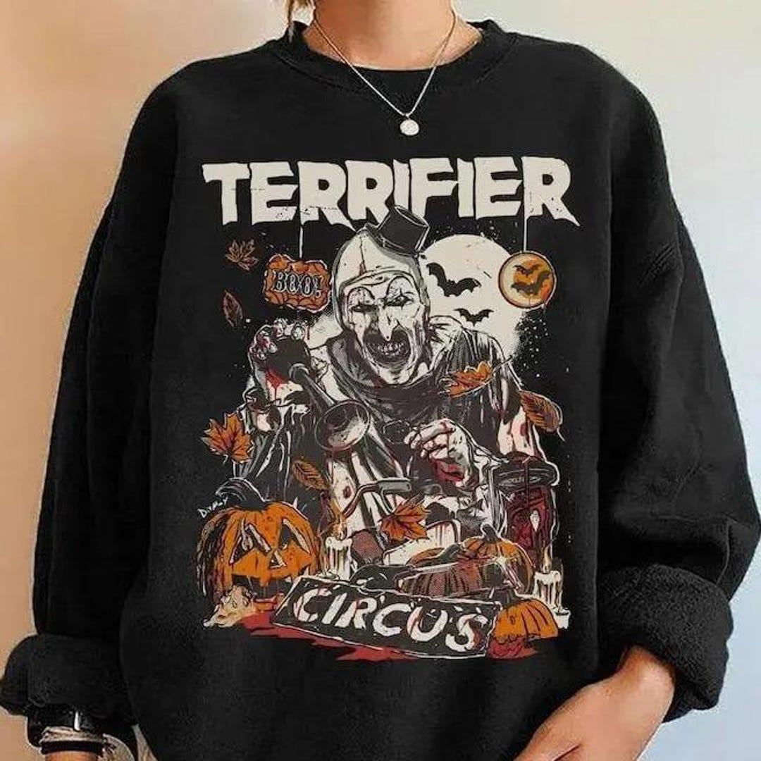 Vintage Art the Clown Terrifier Sweatshirt, Scary Horror Clown Shirt ...