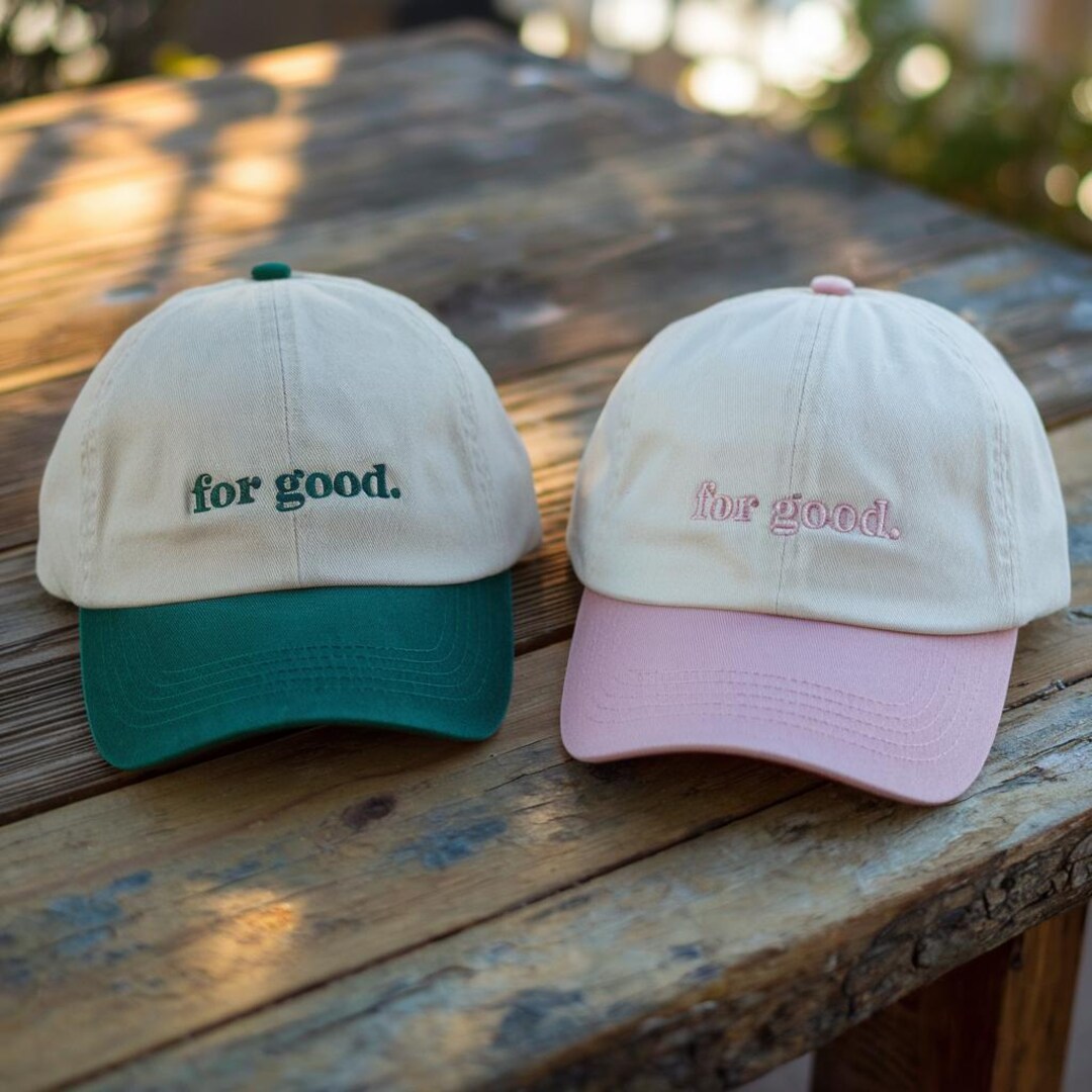 Embroidered for Good Hat, Cotton Baseball Cap, Cream & Navy - Etsy