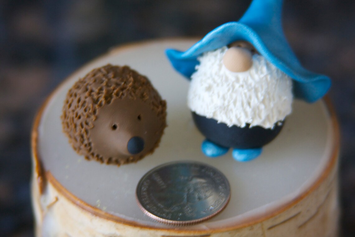 Mr. Blue Hat Sorcerer Gnome and His Large Guardian Hedgehog - Etsy