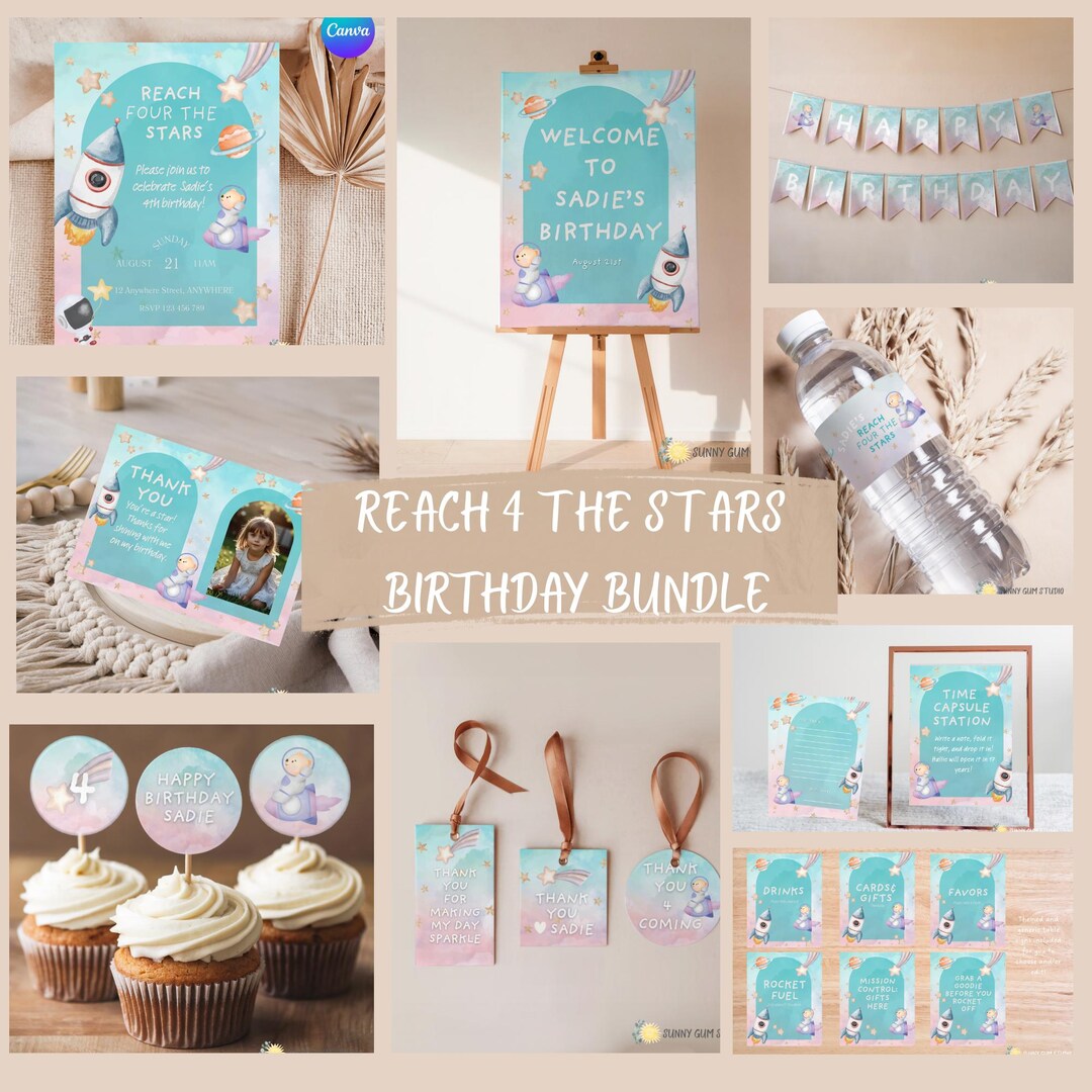 Reach FOUR the Stars Birthday Printables Bundle - Etsy