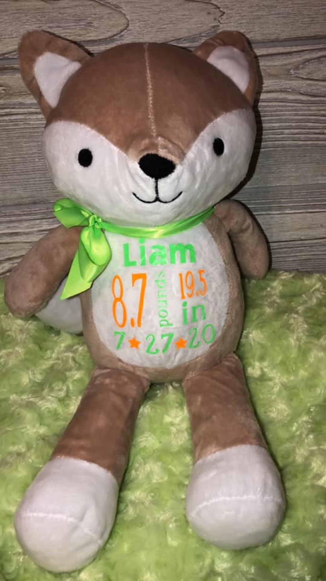 Personalized Fox With Baby Stats Stuffed Animal - Etsy