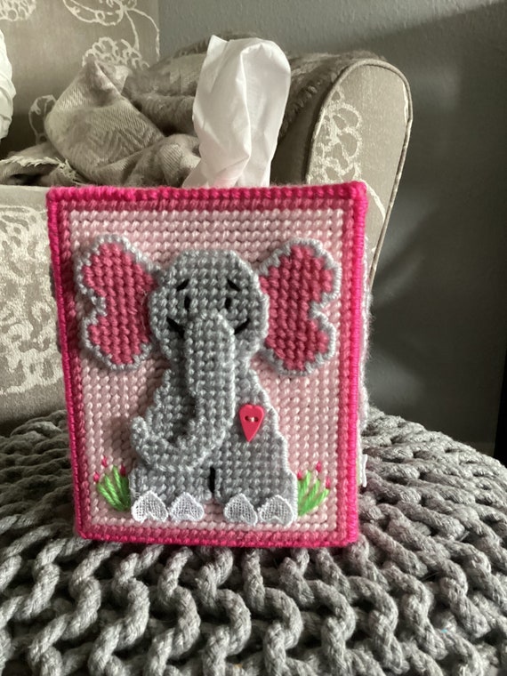 Elephant Tissue Box in Pink & Gray. Looks Adorable in Any | Etsy