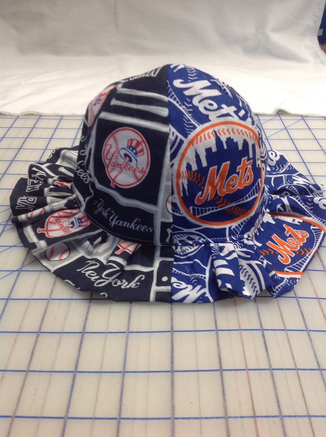 New York Yankees and New York Mets Inspired House Divided Baby Sun Hat ...