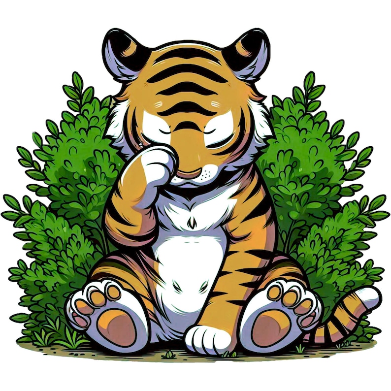Sad Baby Tiger - Printable Cute Crying Animal Sticker - Digital ...