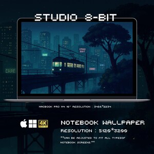 8-bit City Night Tram Wallpaper Pack Mobile, Tablet, Laptop, PC - Etsy