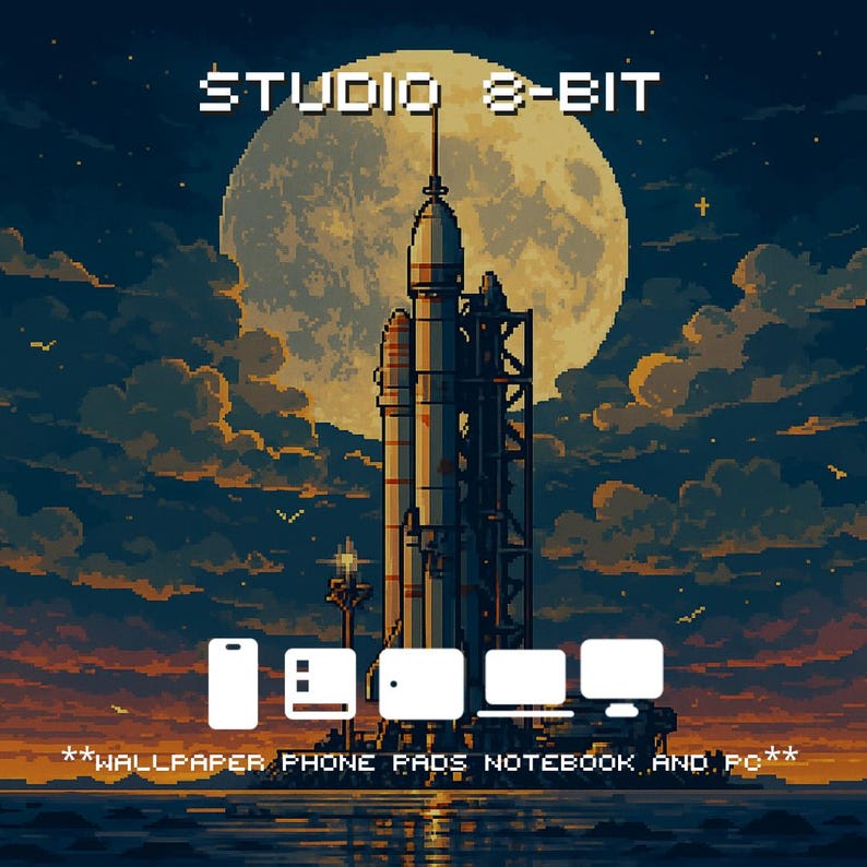 Moonshot Launchpad 8-bit Wallpaper - Retro Space Rocket 4K (for Mobile ...