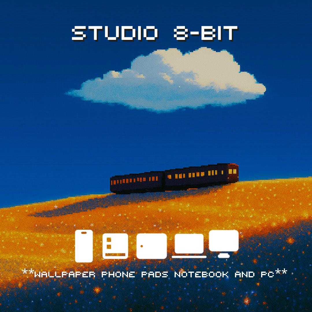 Golden Field Express 8-bit Wallpaper - Minimalist Train Dream 4K (for ...
