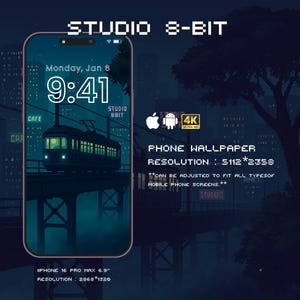 8-bit City Night Tram Wallpaper Pack Mobile, Tablet, Laptop, PC - Etsy