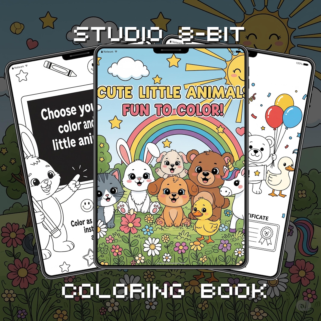Cute Animal Adventure: 25-page Printable Coloring & Activity Book for ...
