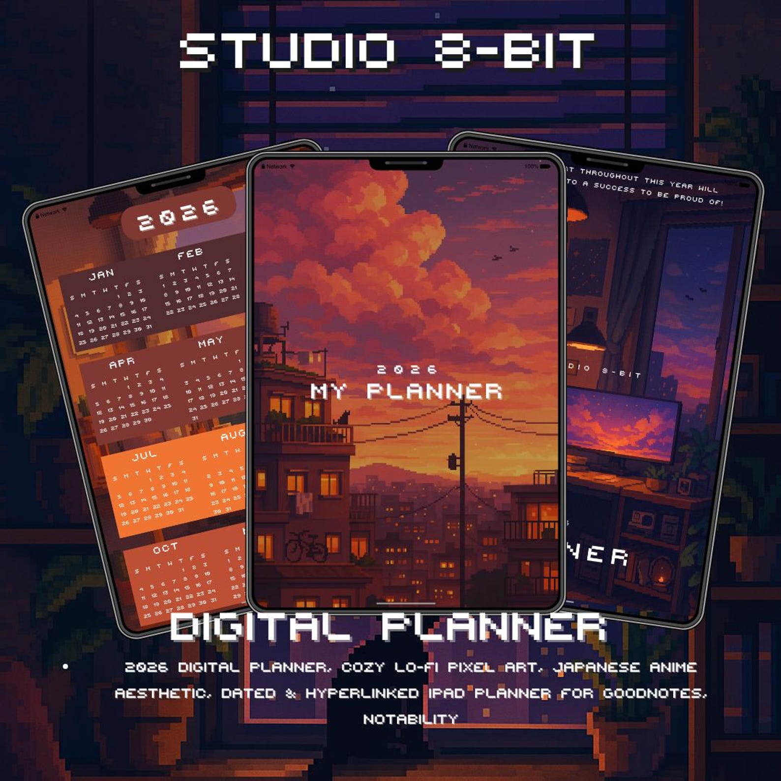 2026 Digital Planner: Cozy Lo-fi Pixel Art for Goodnotes, Notability ...