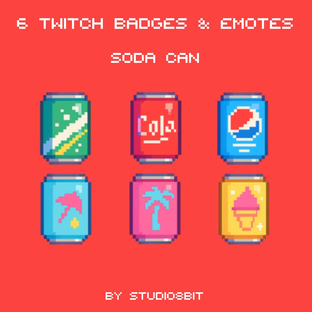 6 Pixel Twitch Badges and Emotes | Soda Can / Drink Collection ...