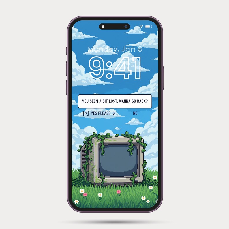 Lost Computer Pixel Art Phone Wallpaper, Retro 8-bit (digital Download ...