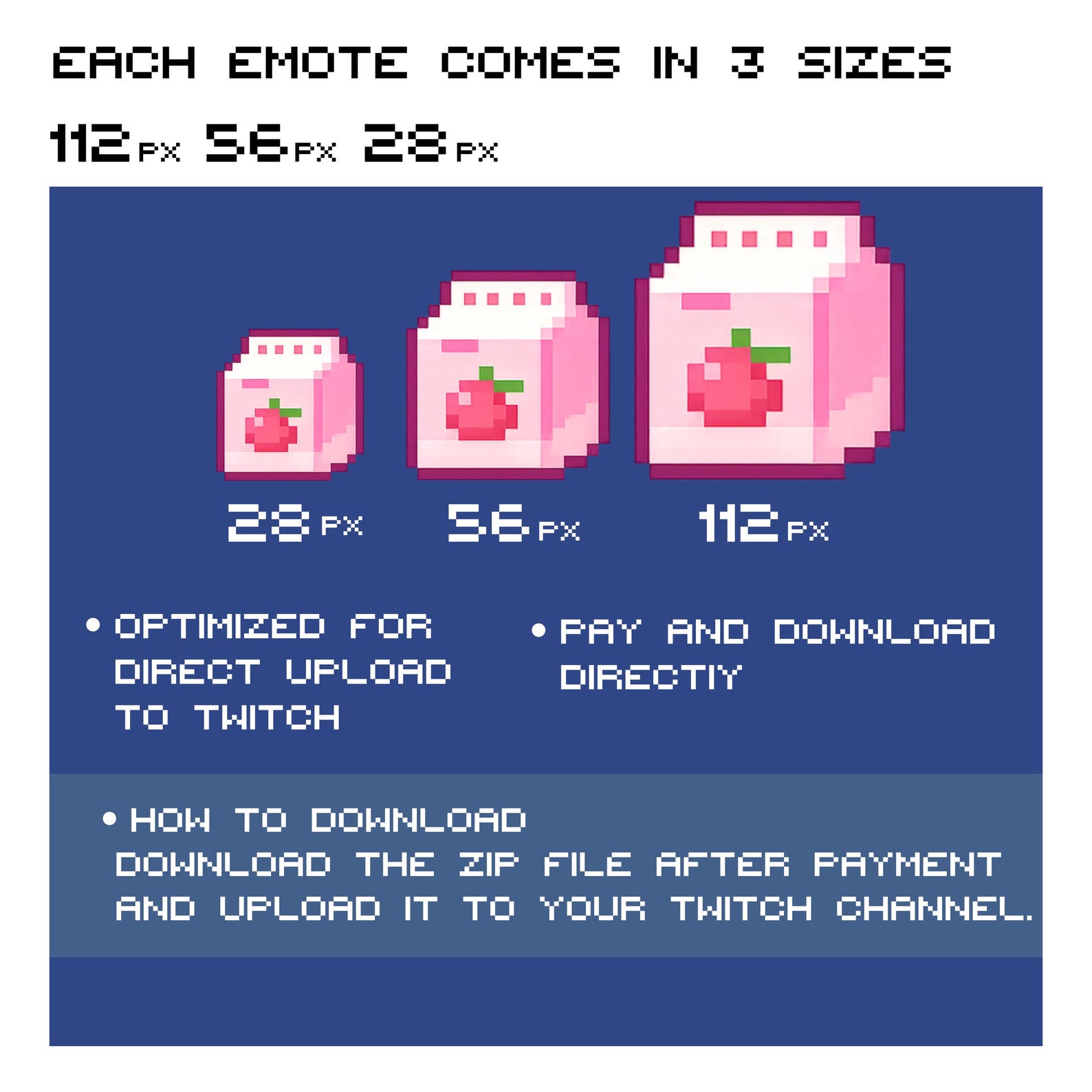 9 Kawaii Milk Carton Pixel Art Twitch Emotes Set | Fruity Drink Sub ...