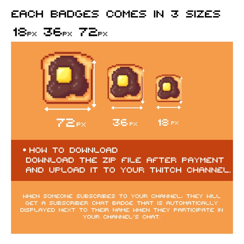 9 Pixel Twitch Badges & Emotes | Toast Bread / Breakfast Collection ...