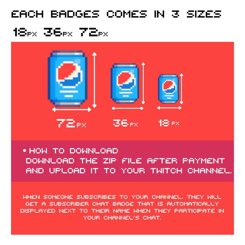 6 Pixel Twitch Badges and Emotes | Soda Can / Drink Collection ...