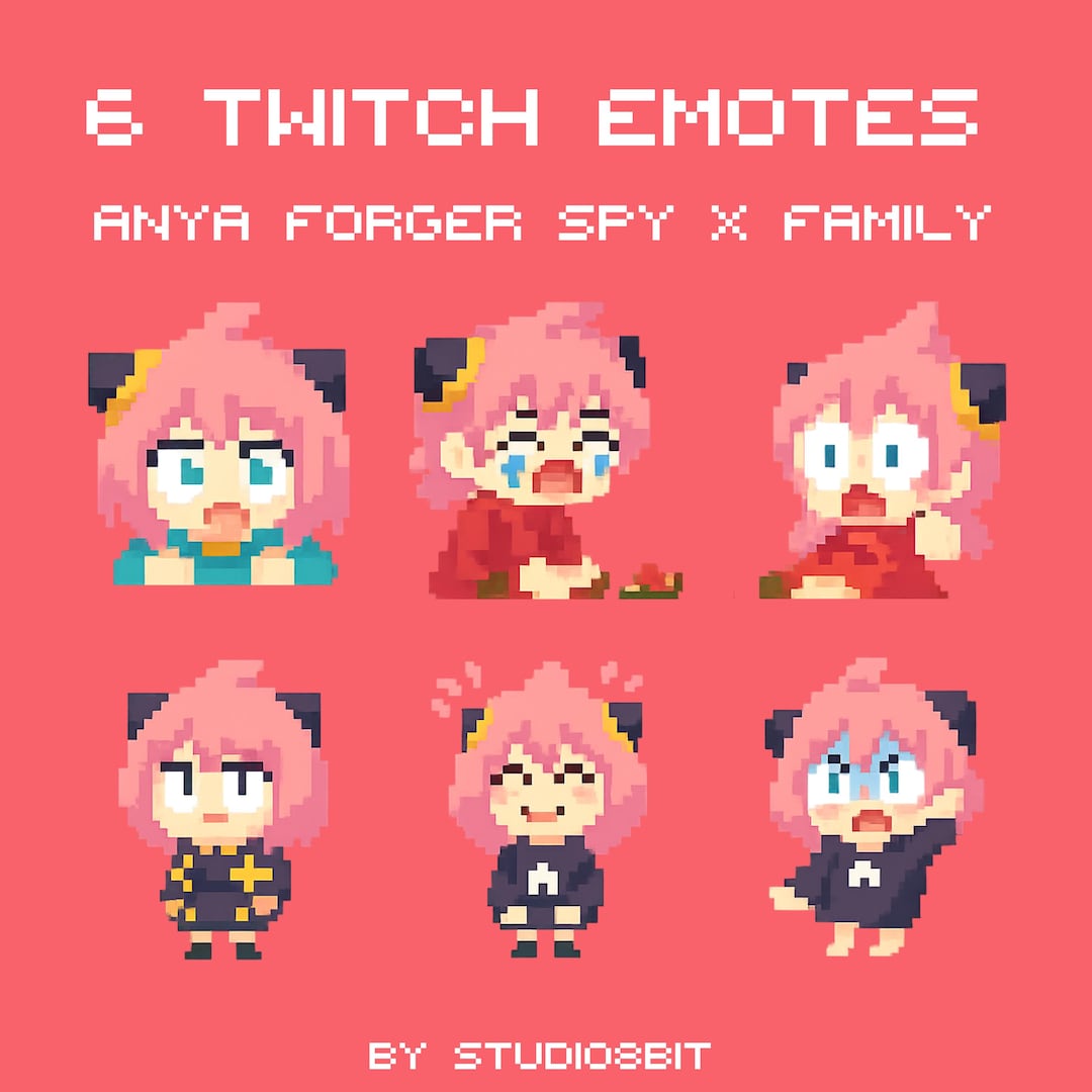 Anya Forger Twitch Emotes & Badges: SPY X FAMILY Pixel Art - Etsy
