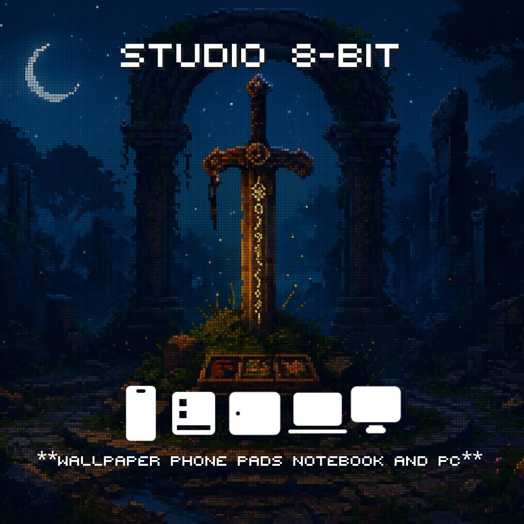 Pixel Art Rune Sword Wallpaper, 4K Fantasy Ruins Background (digital ...