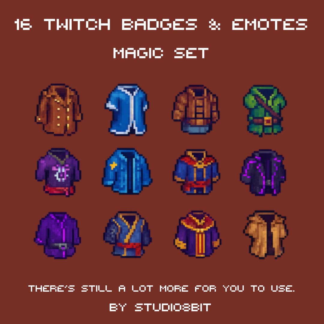 Pixel Art Twitch Badges & Emotes: Fantasy Robes/outfits - Etsy Canada