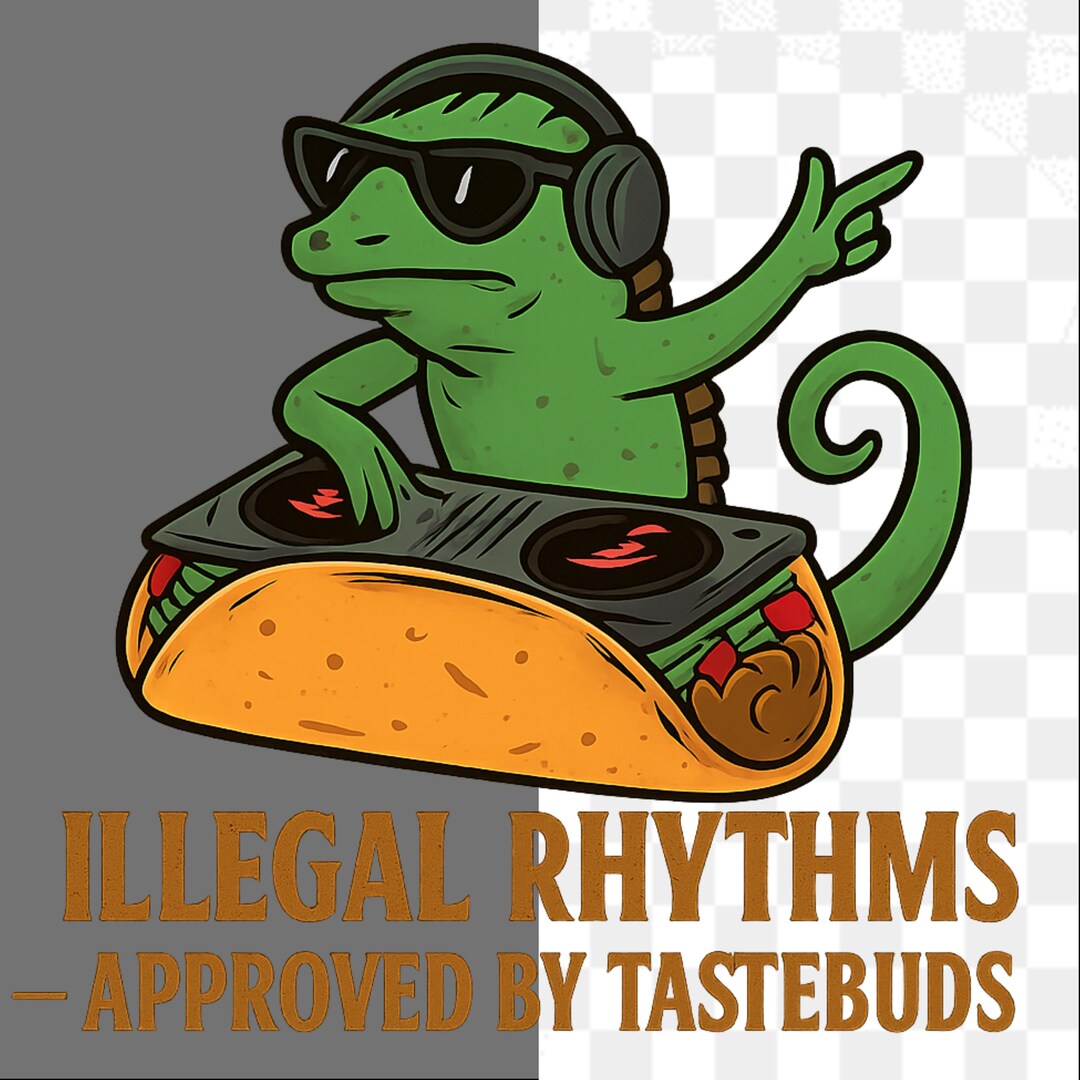 Funny Lizard DJ PNG: Taco Turntable Sublimation Design (digital ...