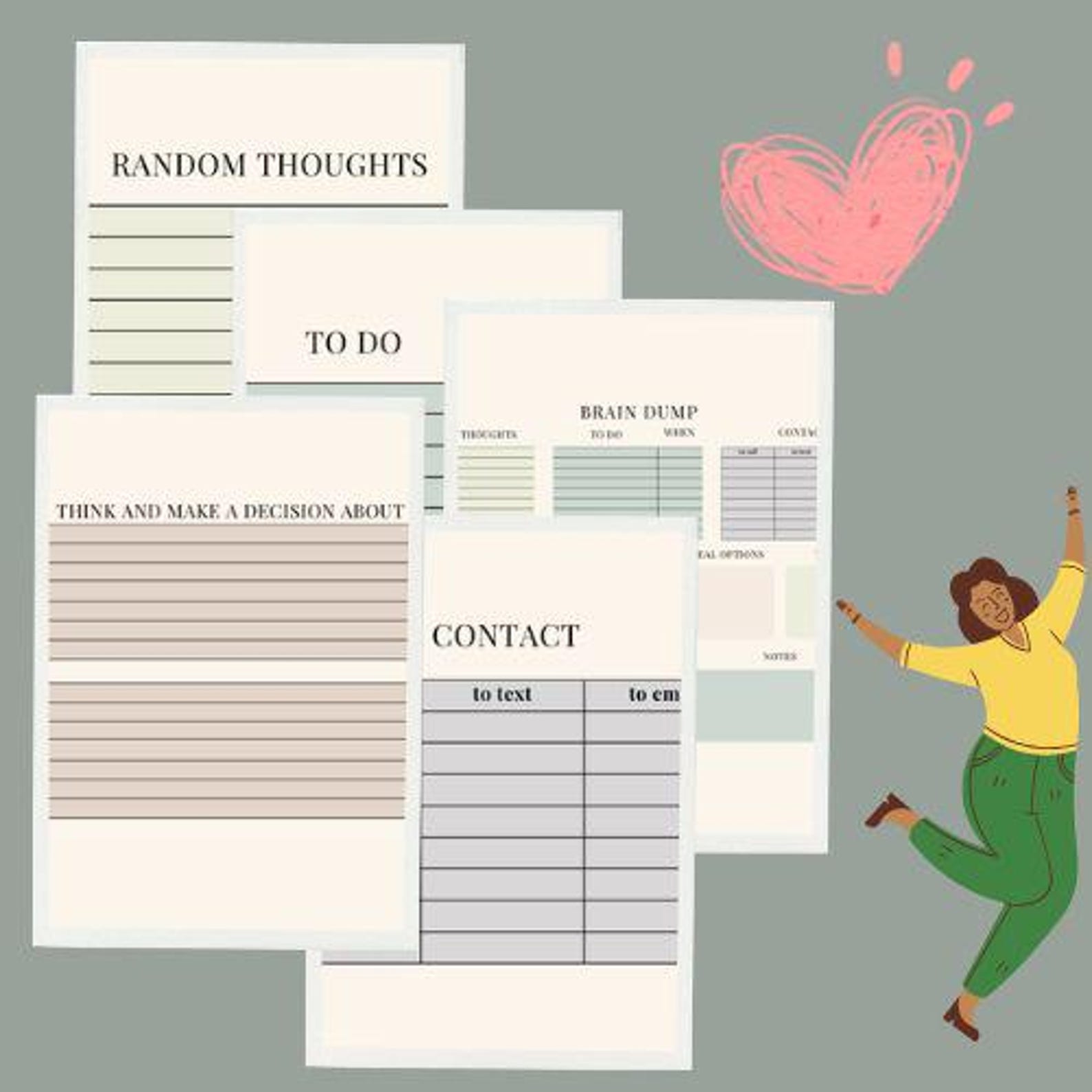 Brain Dump and Focus Bundle Printable Sheets | A4 Mind Declutter ...