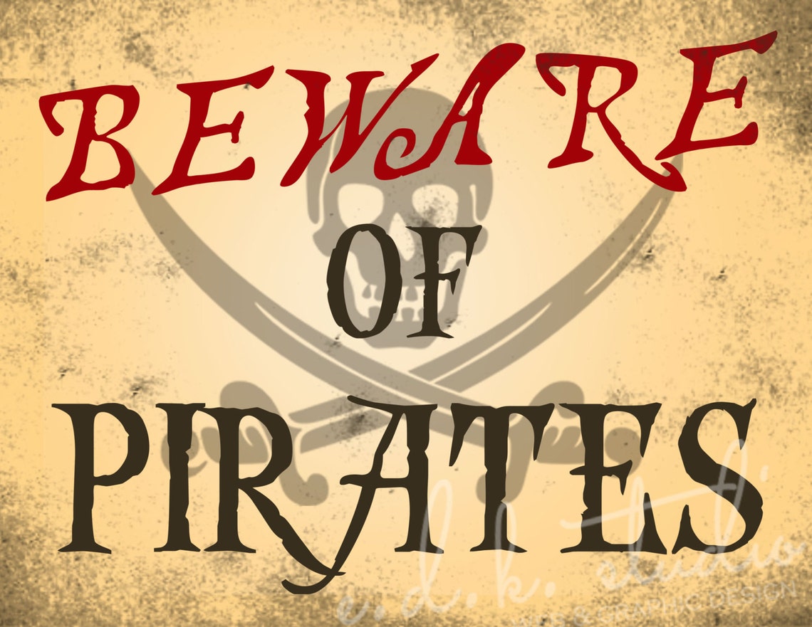 Pirate Party Printable Sign Welcome Door Sign Pirate Goonies Birthday ...