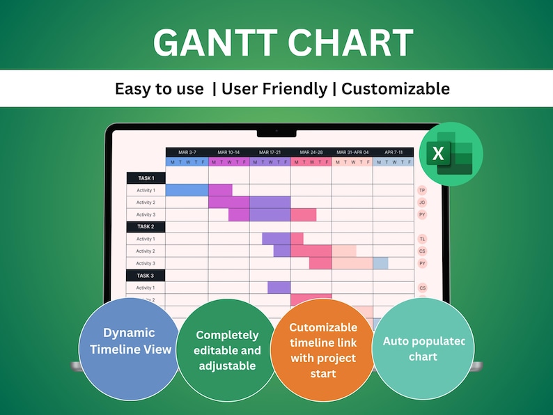 Gantt Chart Spreadsheet Small Business Project Planner Task Tracker Project Automated Management ...